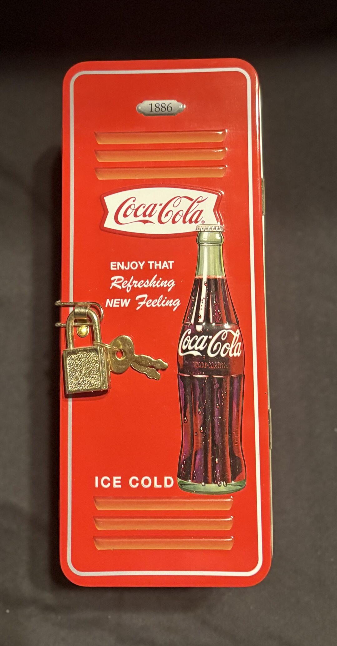 Vintage Coca-cola Tin Locker, 1886 Red Bottle Design With Lock & Key - Etsy