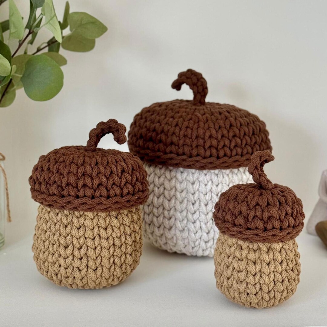 Crochet Acorn Storage Basket Pattern PDF, Cute Acorn Basket, Nursery ...