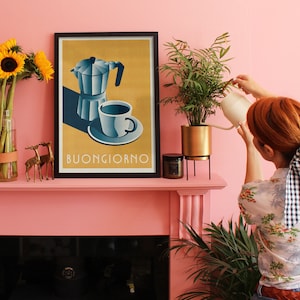 Buongiorno 'good Morning' Italian Espresso Coffee Print, Art Print, A2 ...