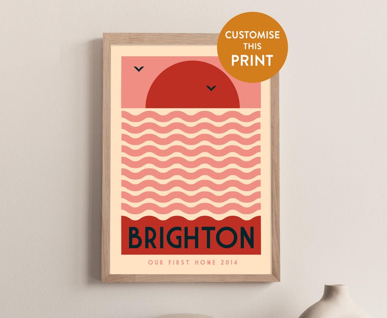 Coastal Beach Personalised Print for Holiday Wedding Anniversary ...
