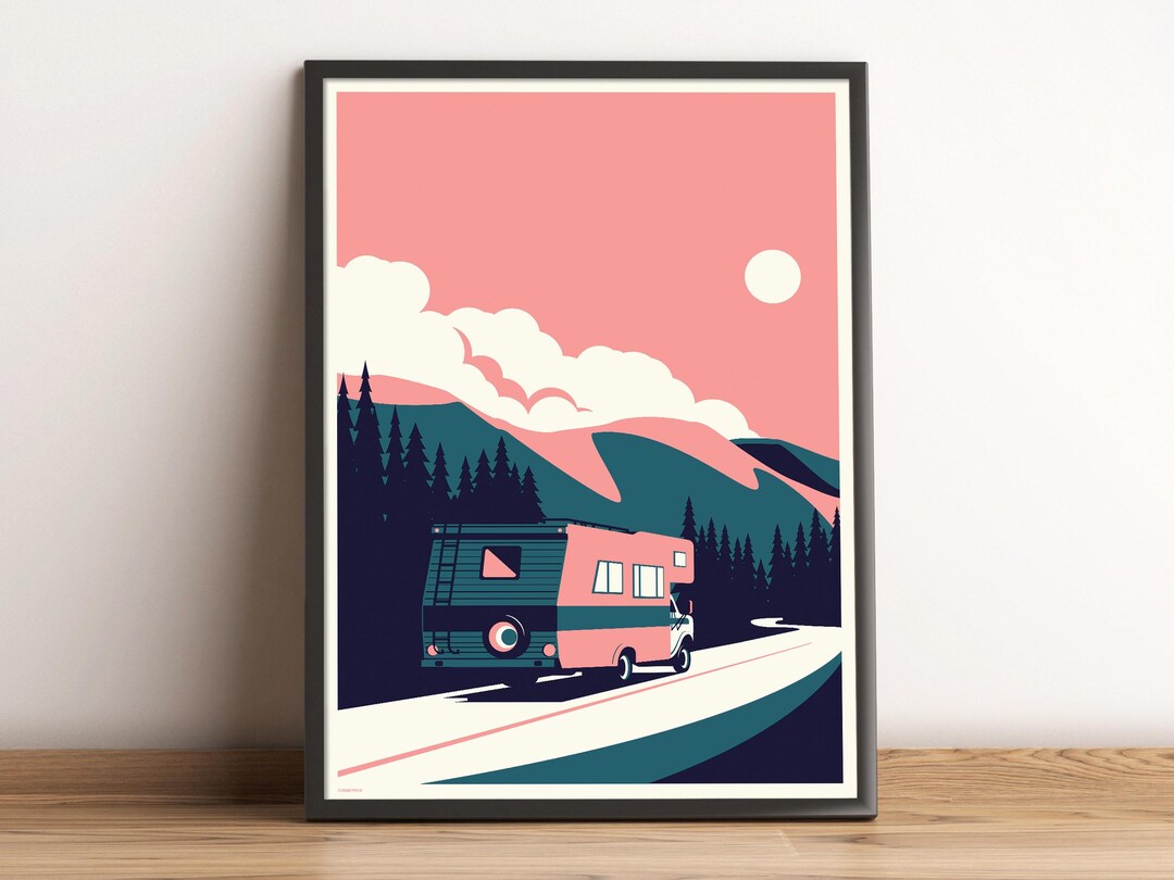 RV Campervan Road Trip Art Print: Summertime Travel Poster - Etsy