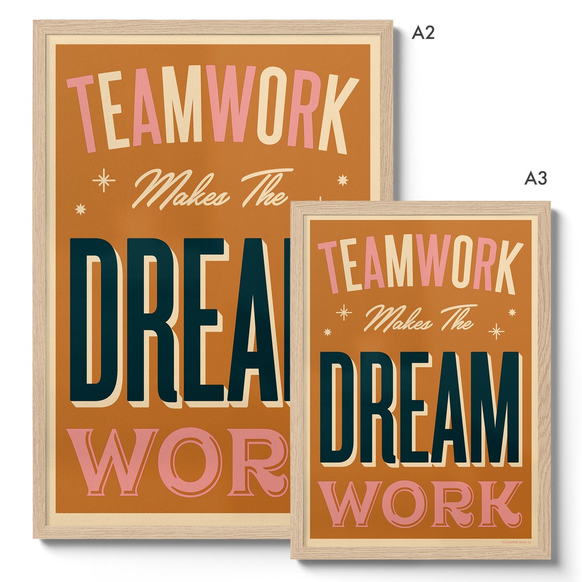 Teamwork Makes The Dream Work Art Print A3 A2 | Etsy