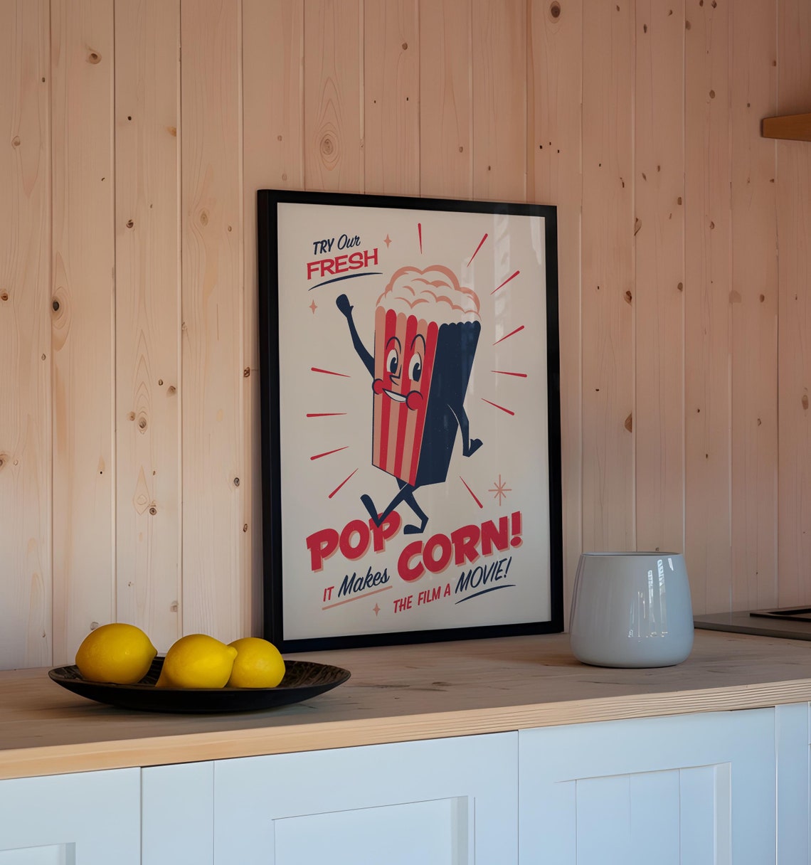 Retro Americana Popcorn Cinema Advert Character Poster Art Print - Etsy