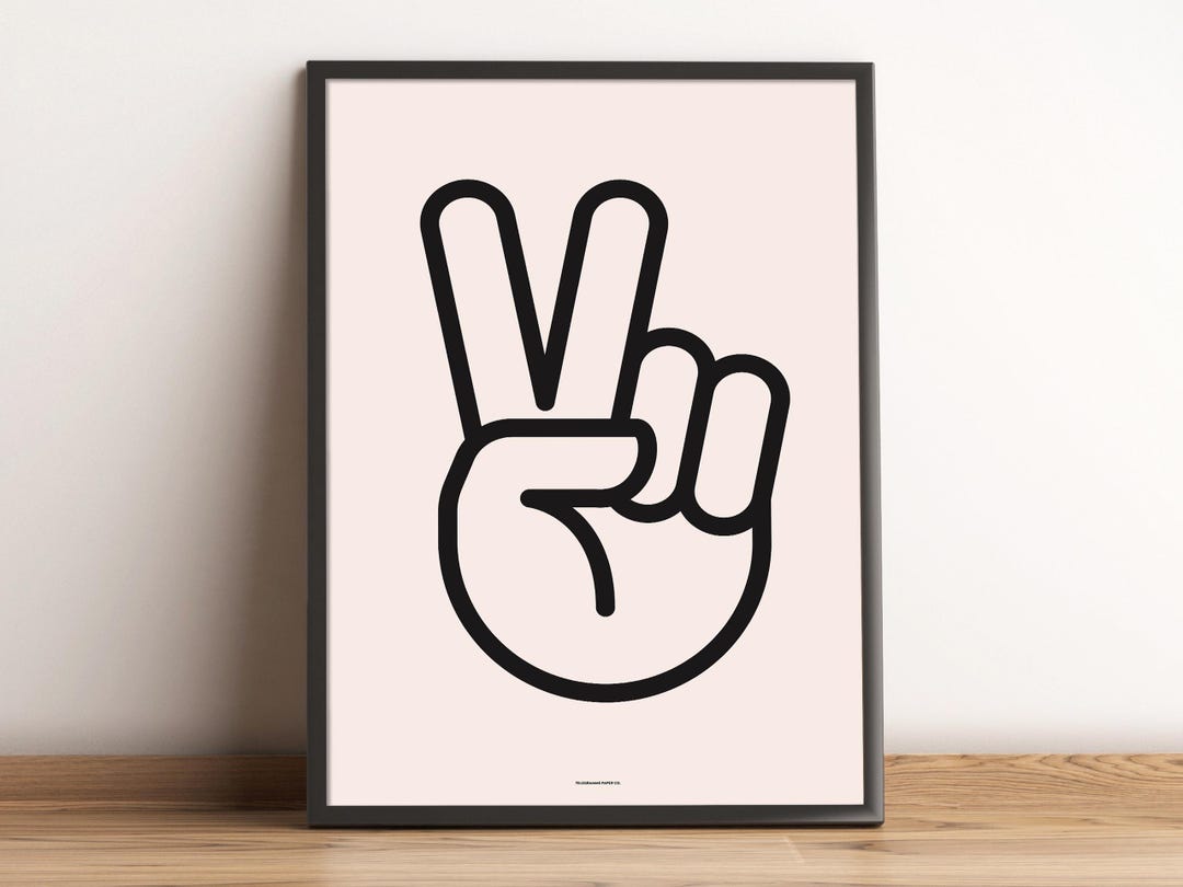 Minimalist Graphic Hand Peace Sign Spiritual Hippy Retro Rock and Roll ...