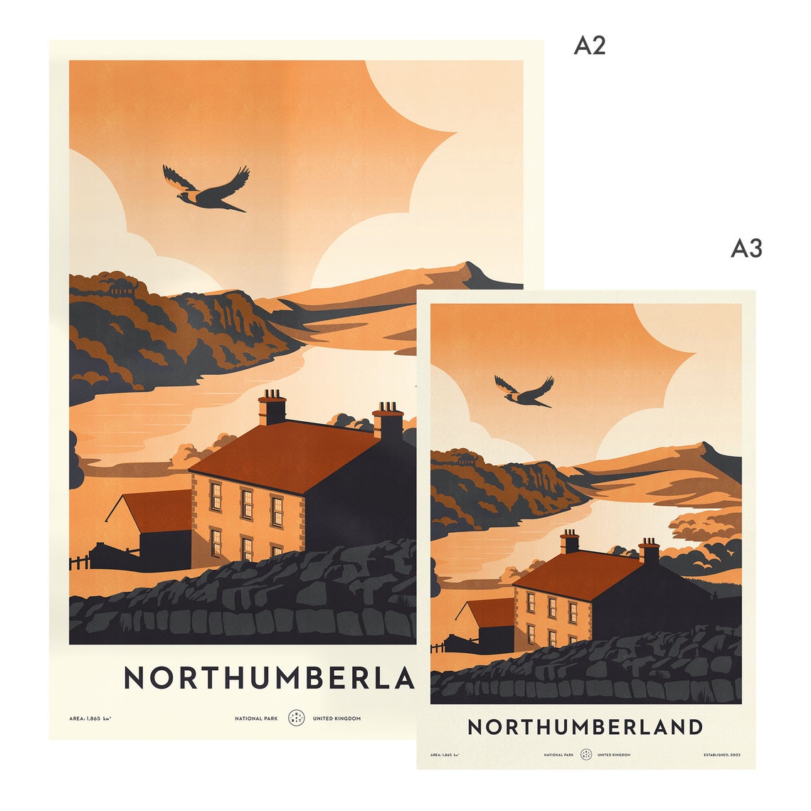 Northumberland UK National Park Print Travel Poster Art - Etsy