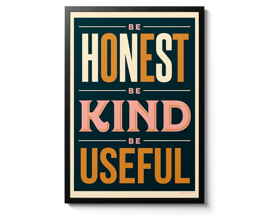 Be Honest Be Kind Be Useful Art Print A3 A2 - Etsy