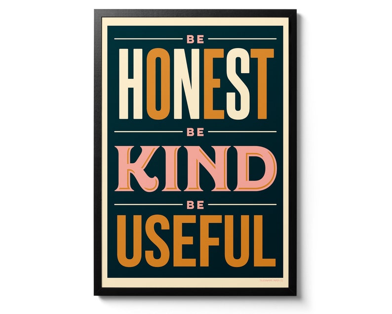Be Honest Be Kind Be Useful Art Print A3 A2 - Etsy