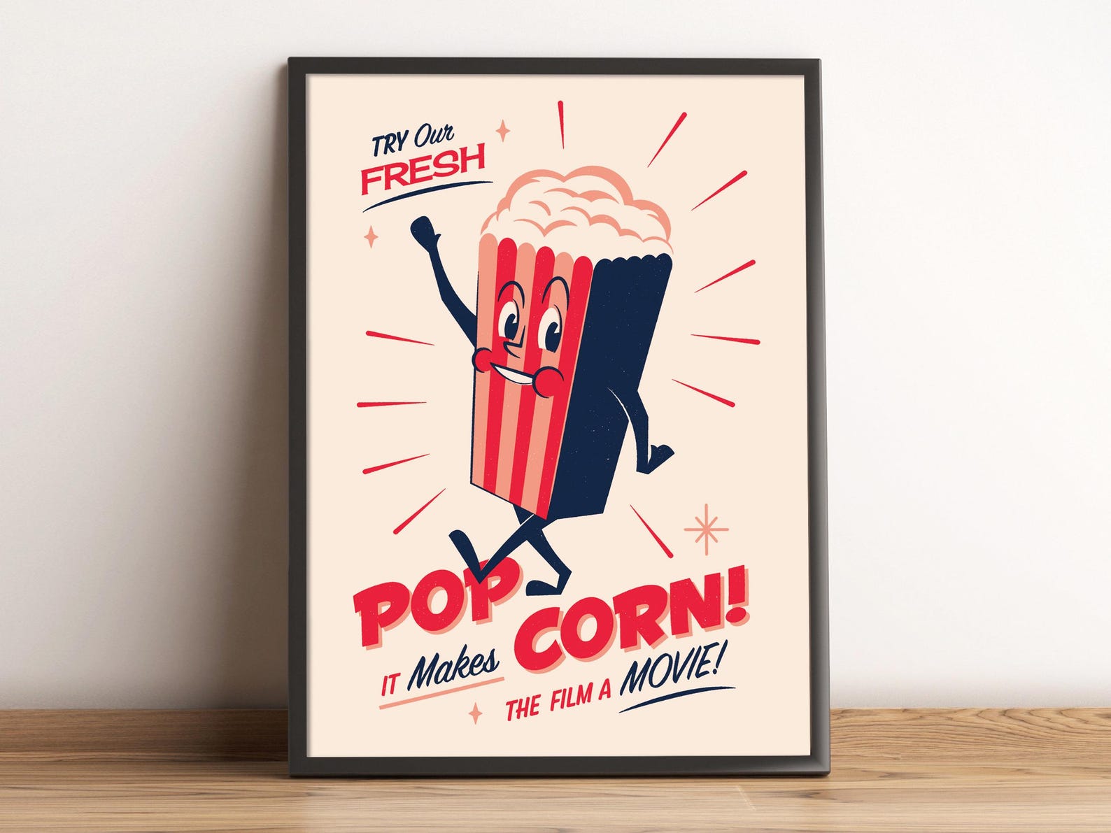 Retro Americana Popcorn Cinema Advert Character Poster Art Print - Etsy
