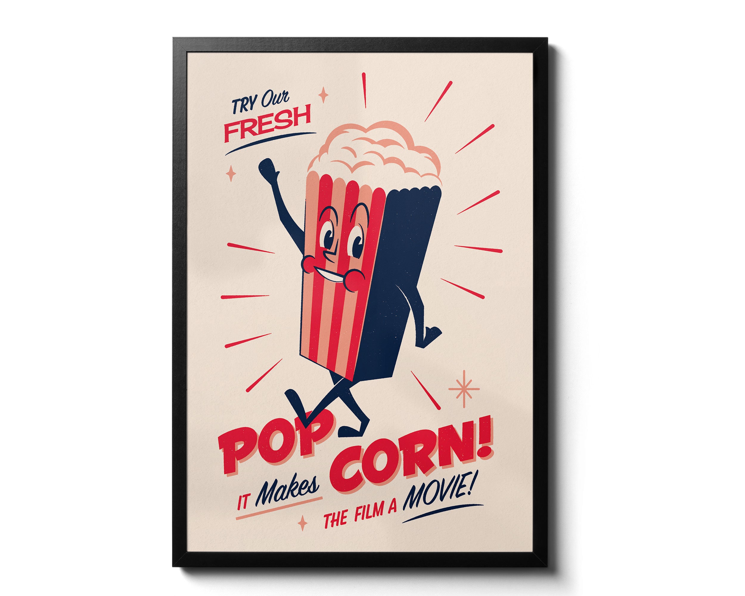 Retro Americana Popcorn Cinema Advert Character Poster Art Print - Etsy