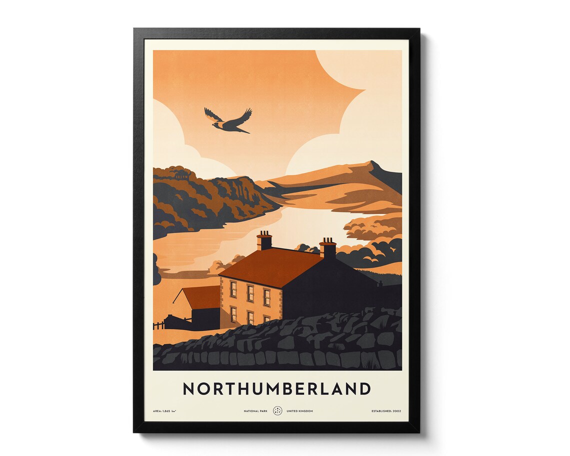 Northumberland UK National Park Print Travel Poster Art - Etsy