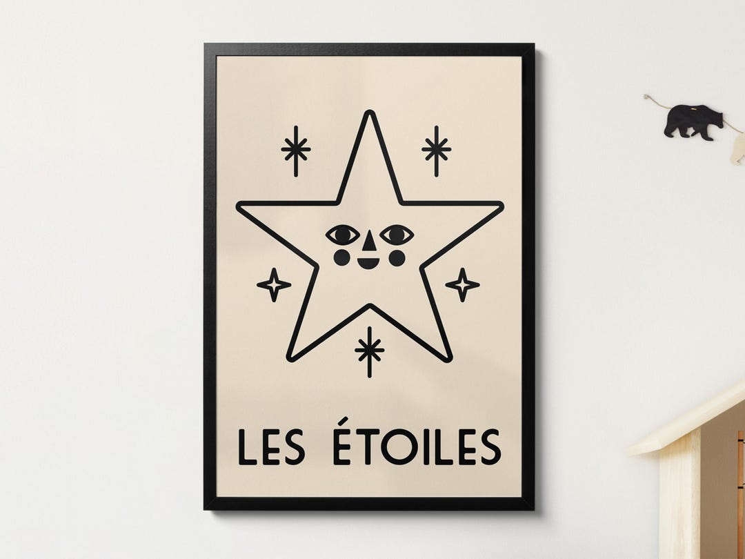 French Stars Giclée Print: Minimalist Black and White Nursery Art - Etsy