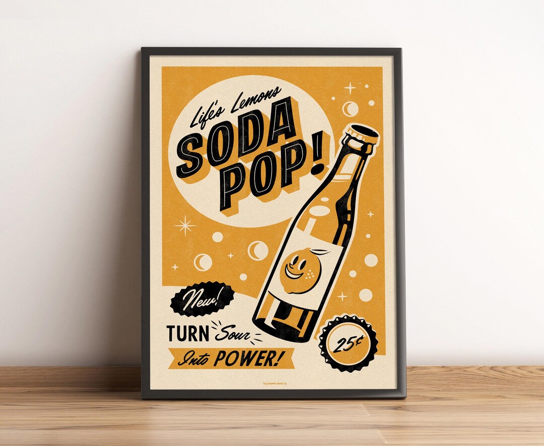 Vintage Style Lemonade Soda Pop Americana Advert Poster Character Art ...