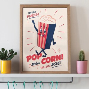 Retro Americana Popcorn Cinema Advert Character Poster Art Print - Etsy