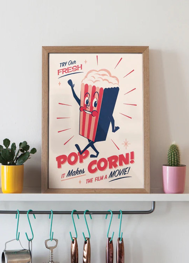 Retro Americana Popcorn Cinema Advert Character Poster Art Print - Etsy