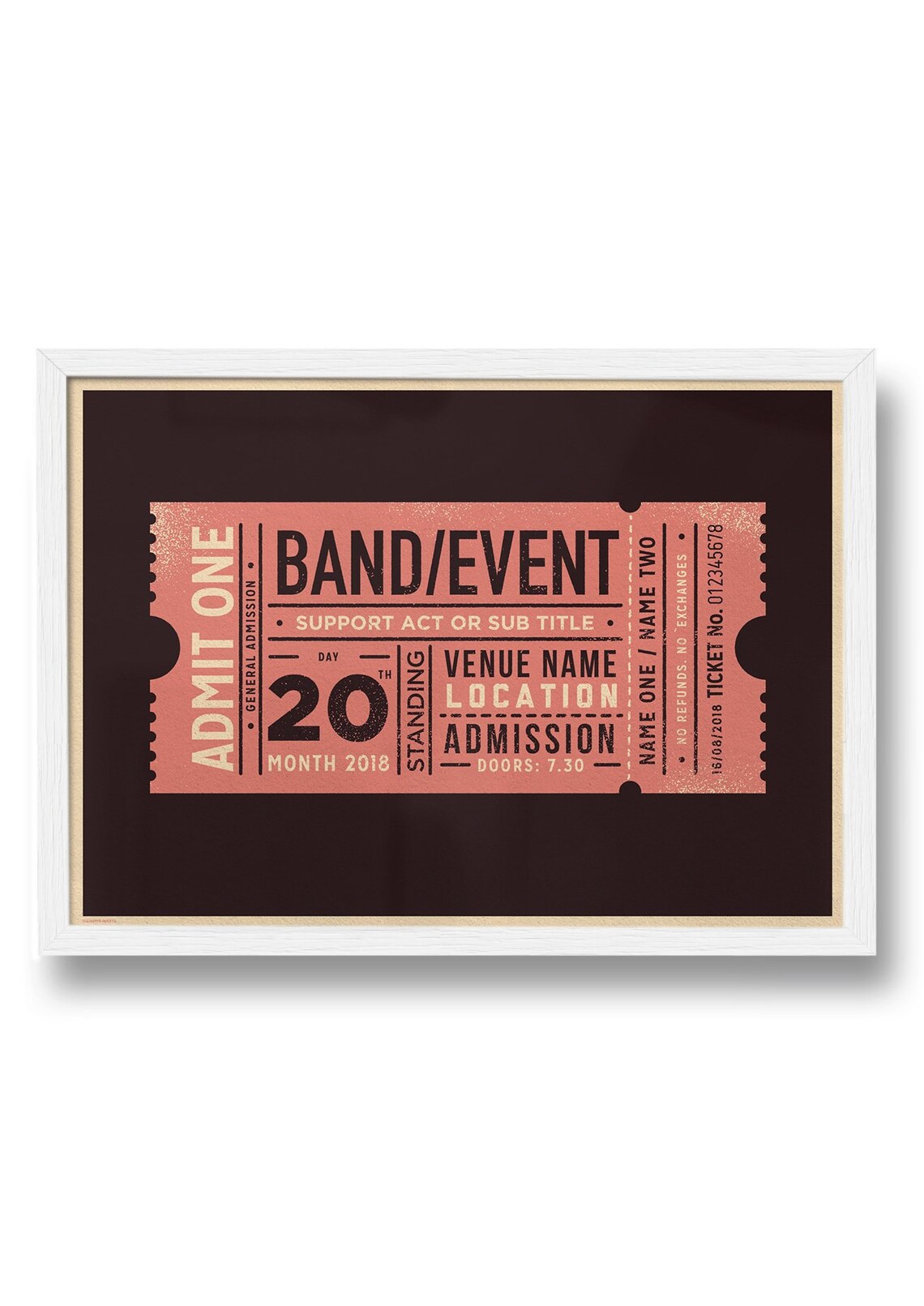 Gig ticket Event ticket Personalised Print Customised A3 A2 | Etsy