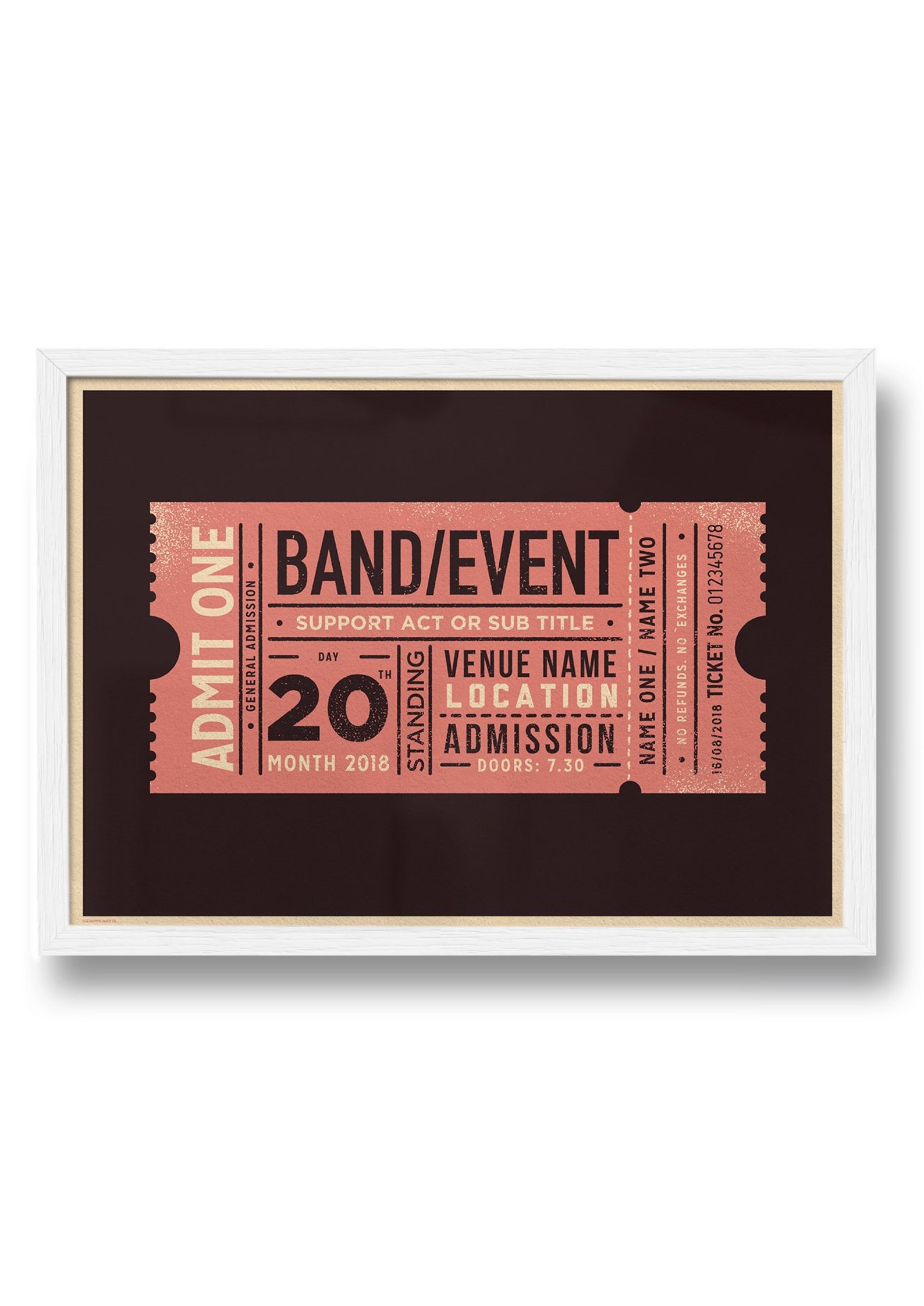 Gig Ticket Event Ticket Personalised Print Customised A3 A2 Size - Etsy