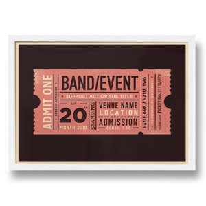 Gig Ticket Event Ticket Personalised Print Customised A3 A2 Size - Etsy