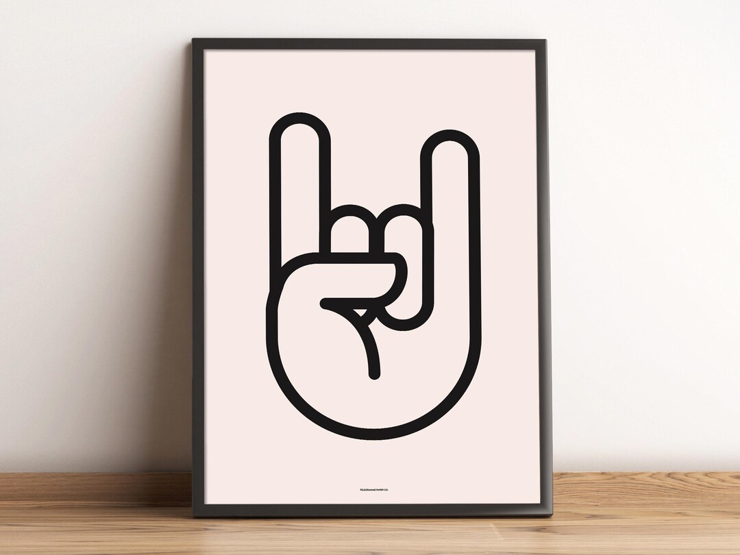 Minimalist Graphic Hand Rock and Roll Heavy Metal Rocker Sign Bold ...