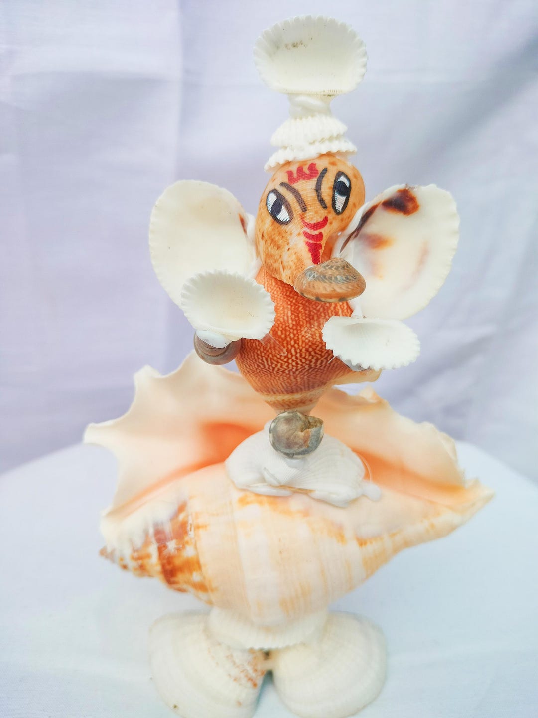 Handmade Sea Shell Ganesha Idol | Natural Shell Ganapathi Statue ...