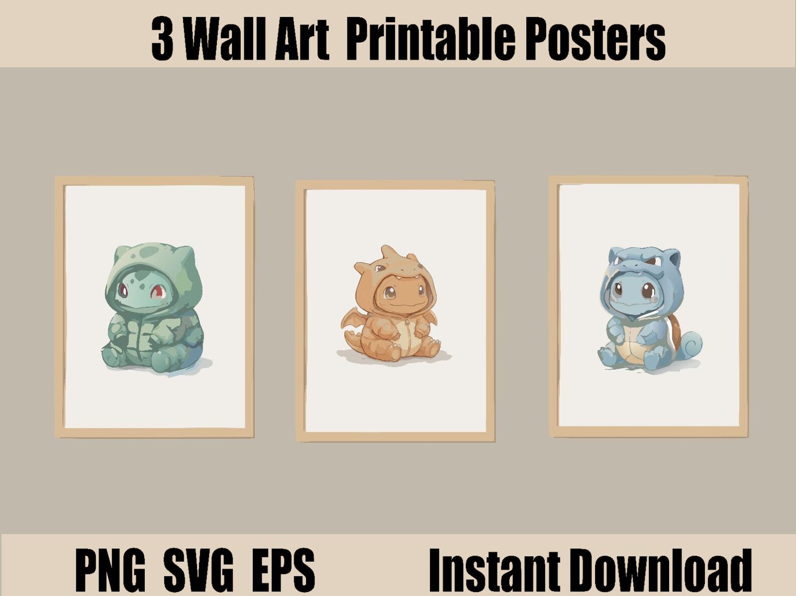 Cute Monster Nursery Wall Art Printable Set, Baby Animal Posters ...