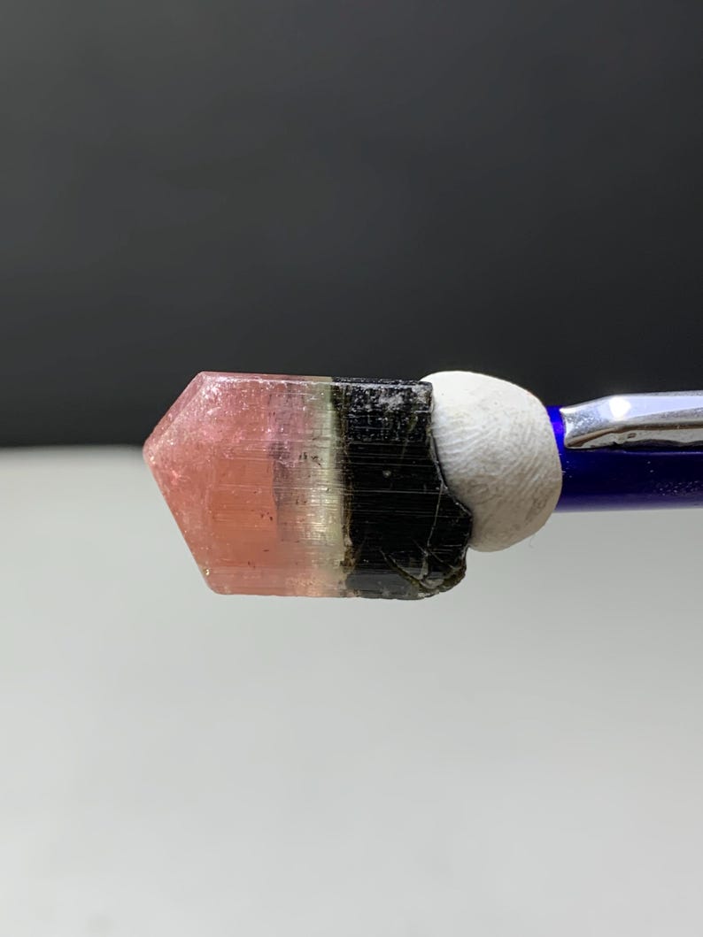 Bi-color Pink & Black Tourmaline Crystal – Natural Terminated Gem ...