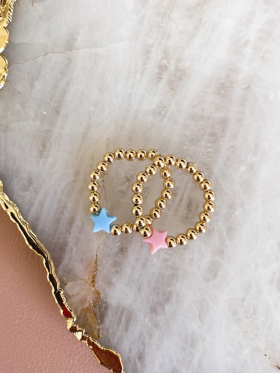 3mm 14k Gold Filled Beaded Ring with Star Pink Star Bead | Etsy