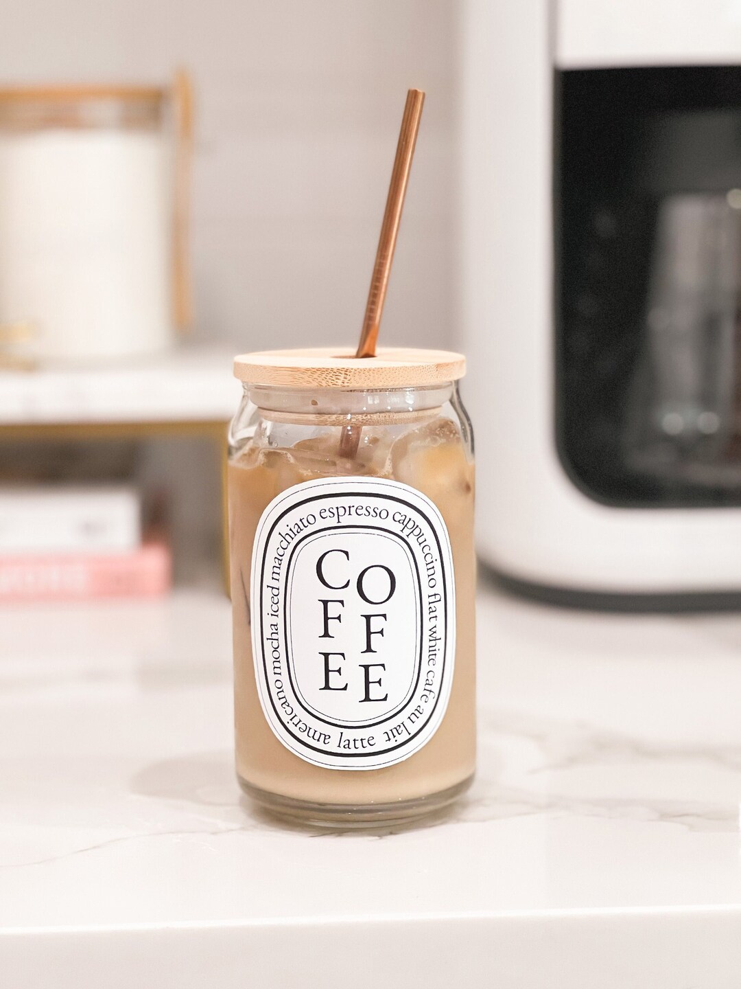 Coffee Design Label Glass Can | Iced Coffee Cup | Beer Glass | Espresso ...