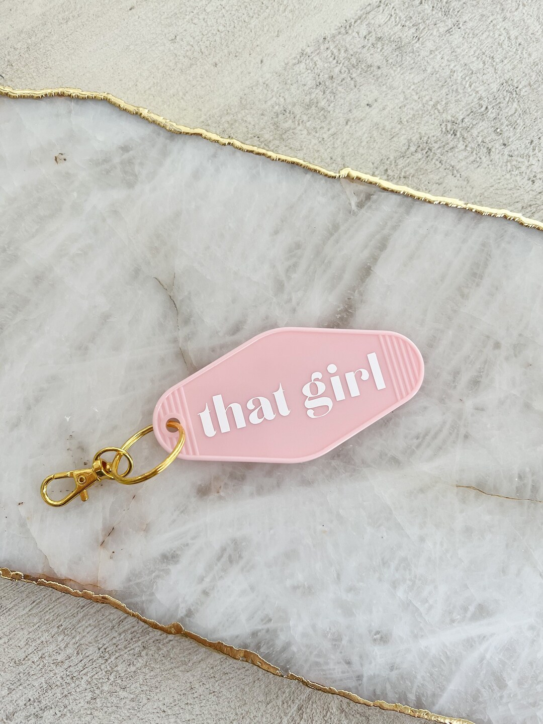 Custom Motel Keychain | Girly Keychain | Pink and White Keychain ...