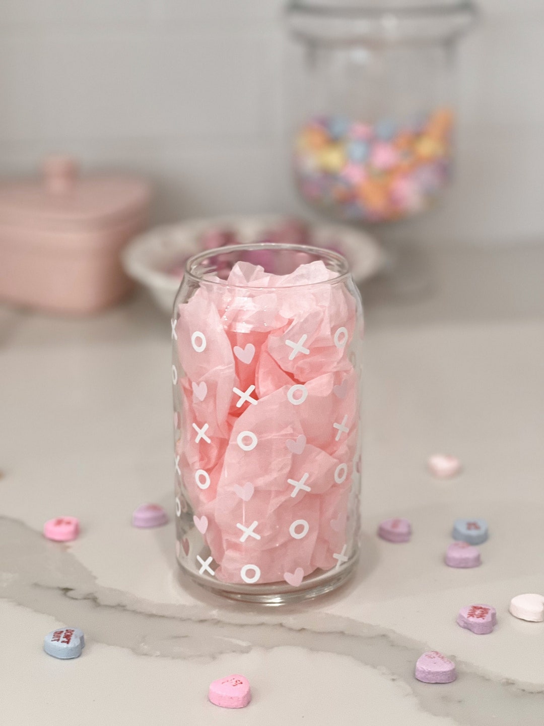 Xoxo Glass Can Iced Coffee Cup Soda Glass Valentines Day Etsy