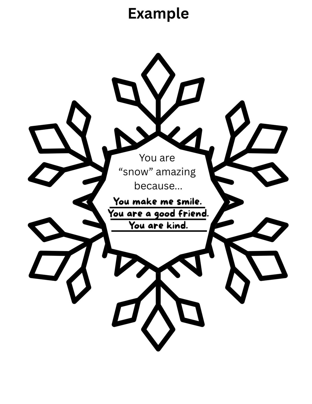 Snowflake Kindness Activity | Winter SEL Writing Printable | You Are ...