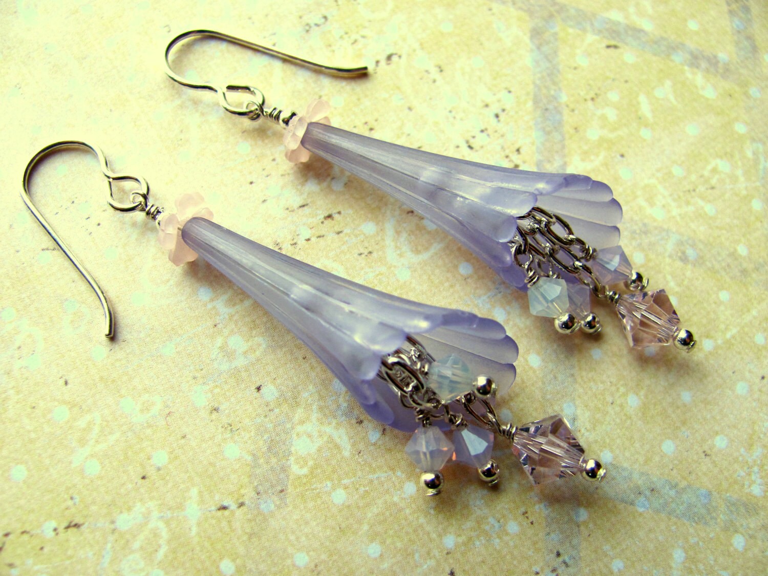 Blue Lucite Flower Earrings Lucite Flower Earrings Swarovski Etsy
