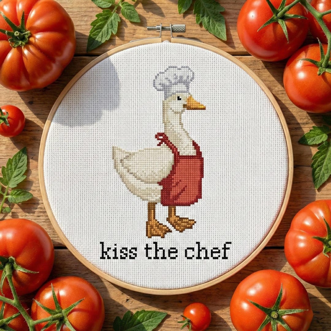 Goose Chef Cross Stitch Pattern - Beginner Friendly Kitchen Decor DIY ...