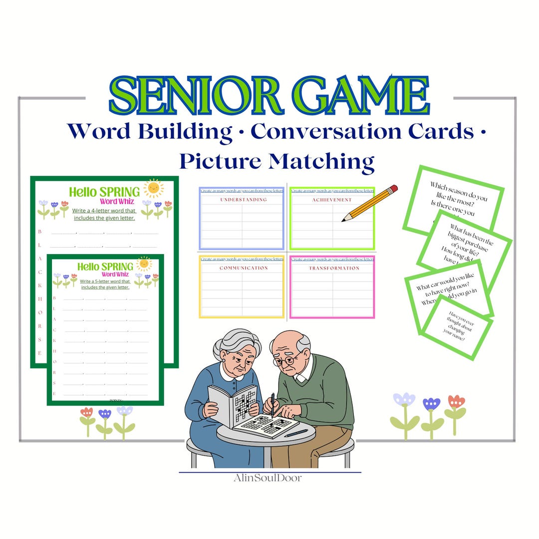 Senior Brain Games Printable | Word Building, Conversation Cards ...