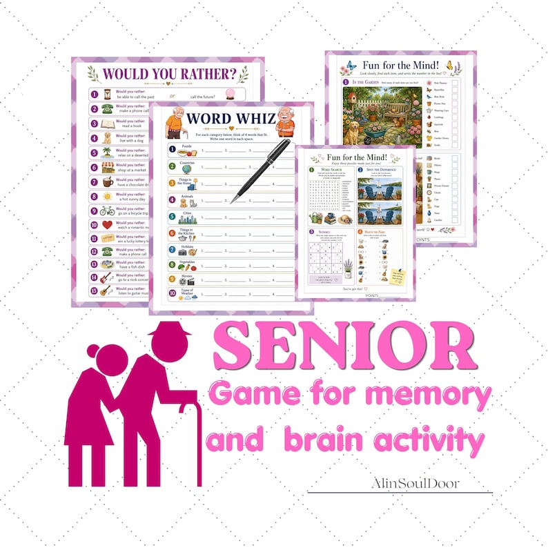 Senior Activity Bundle for Dementia | Printable Brain Games for Seniors ...