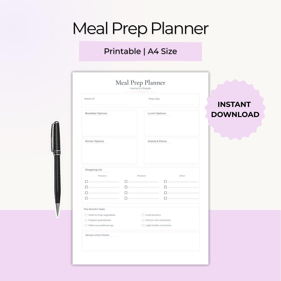 Meal Prep Planner Template, Weekly Meal Planning Printable, Grocery ...