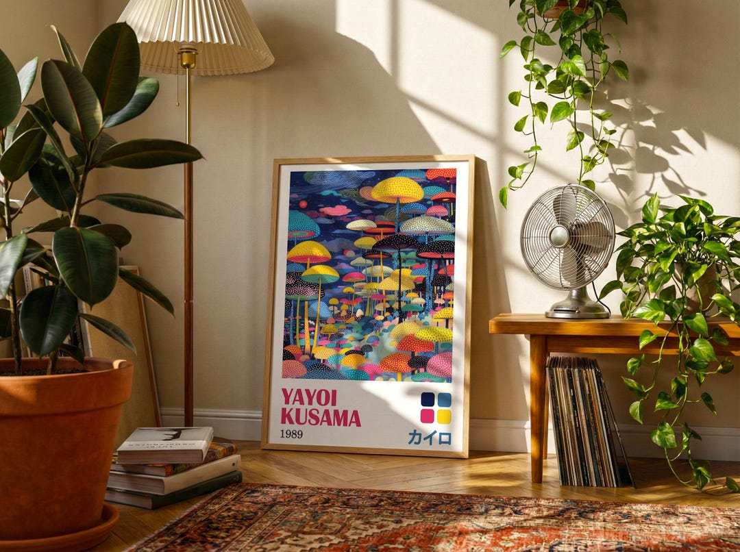 Yayoi Kusama Inspired Mushroom Print | Polka Dot Fantasy Art - Etsy