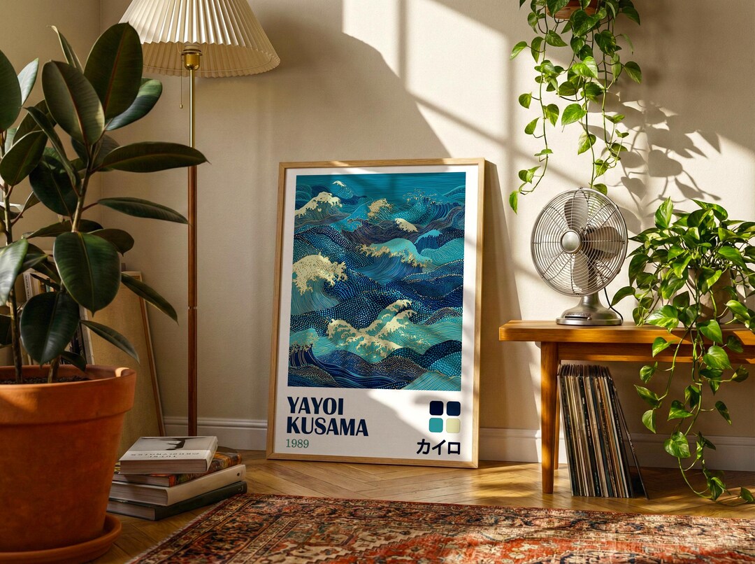 Yayoi Kusama Inspired Wave Art Print | Japanese Gallery Wall Decor - Etsy