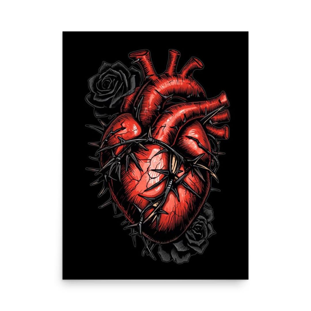Anatomical Heart – Gothic Art Print, Dark Love Symbol, Occult Wall Art ...
