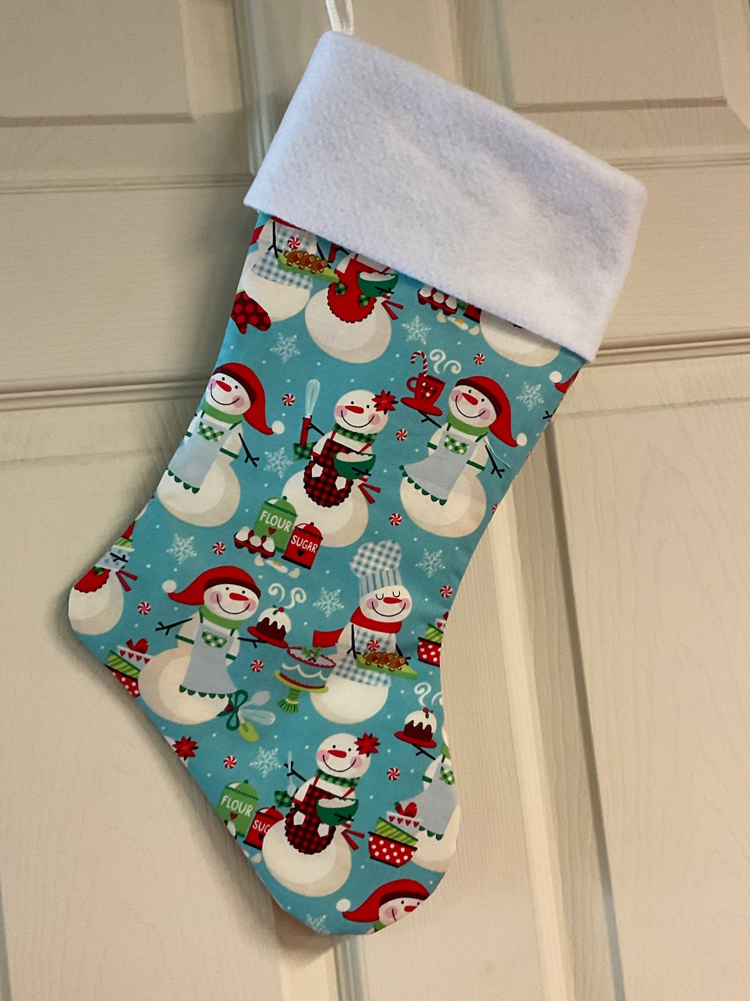 Snow Man Christmas Stocking Fully Lined, Size 8 X 18 - Etsy