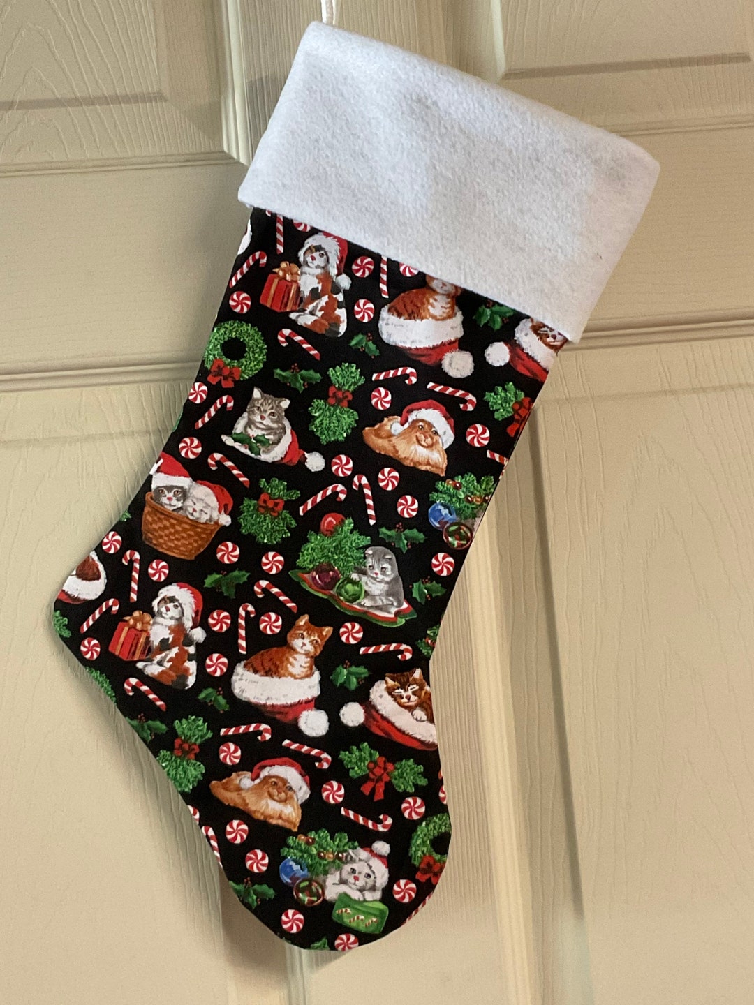 Christmas Kitty Christmas Stocking Fully Lined Size 8 - Etsy