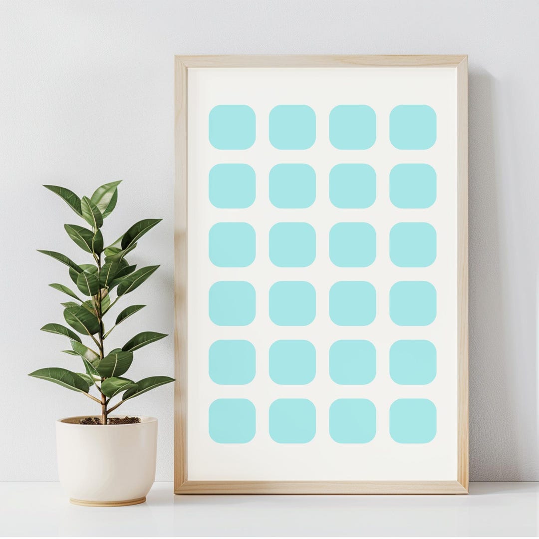 Pastel Blue Squares Grid Print | Abstract Minimalist Monochrome ...