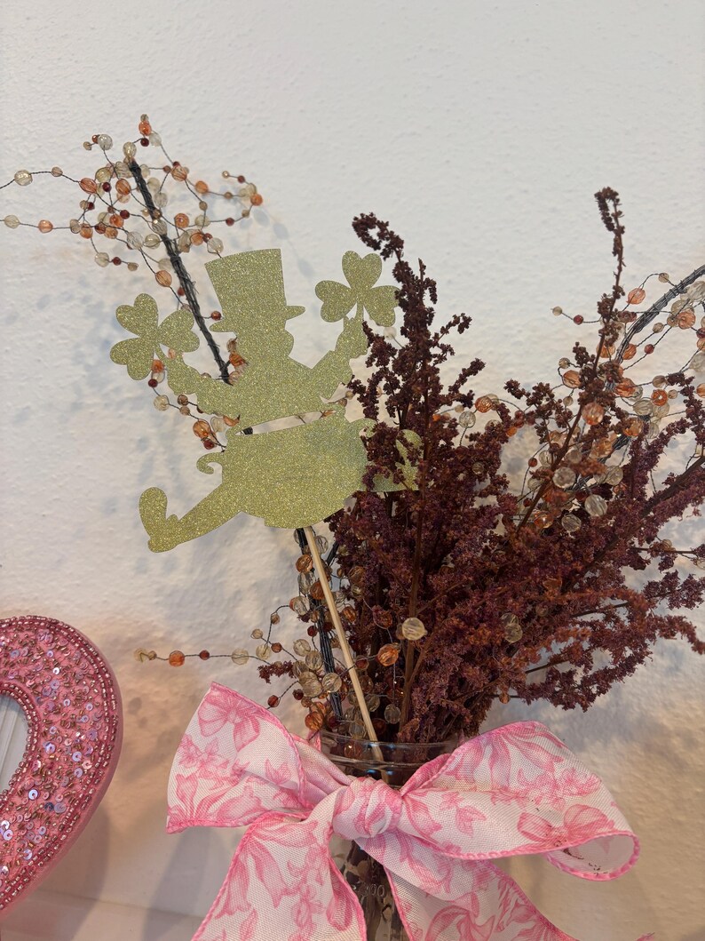 St. Patrick's Day Themed Assorted Flower Picks- Cake Topper- Shamrock ...
