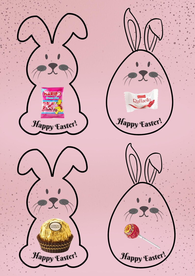 Easter Bunny Treat Holder Printable, Candy Gift Template, Kids Easter ...