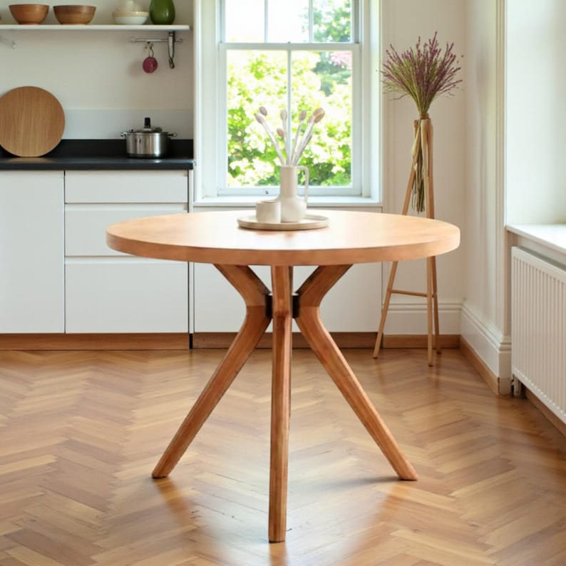 Small Round Dining Table, Solid Walnut, Handmade Pedestal Base, Modern ...