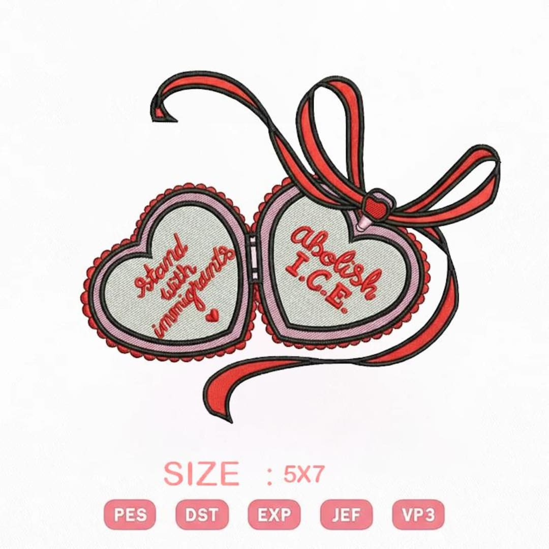 Abolish Ice Heart Locket Embroidery Design | Anti ICE, Pro Immigrant ...