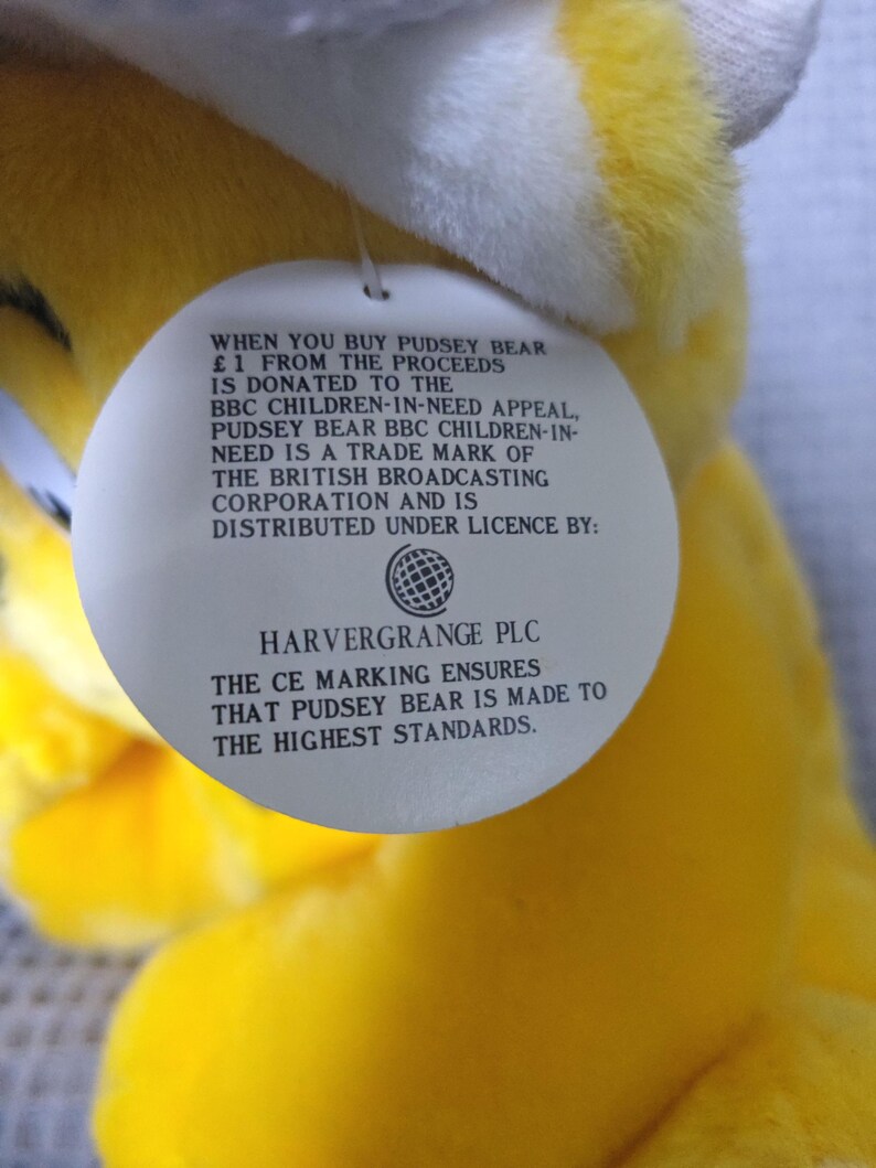 Vintage BBC Children in Need Pudsey the Bear Plush 1986 12" - Etsy UK