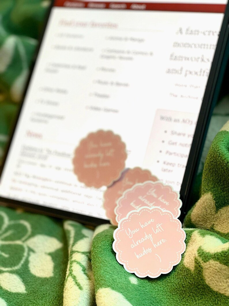 Handmade Bookish AO3 Fanfic Kudos Sticker - Etsy