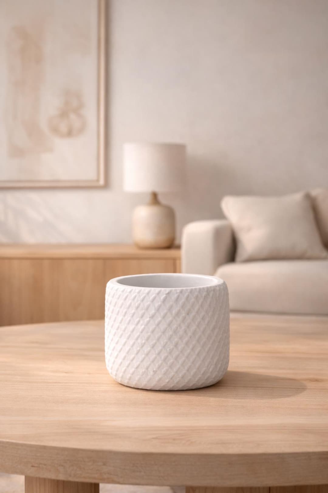 Minimal Textured Planter | Geometric White Decorative Pot | Modern Home ...