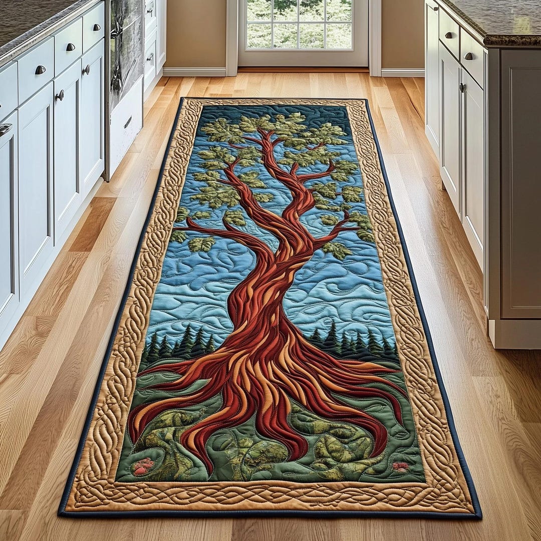 Tree of Life Floor Runner, Nature Art Kitchen Hallway Rug, Printed ...
