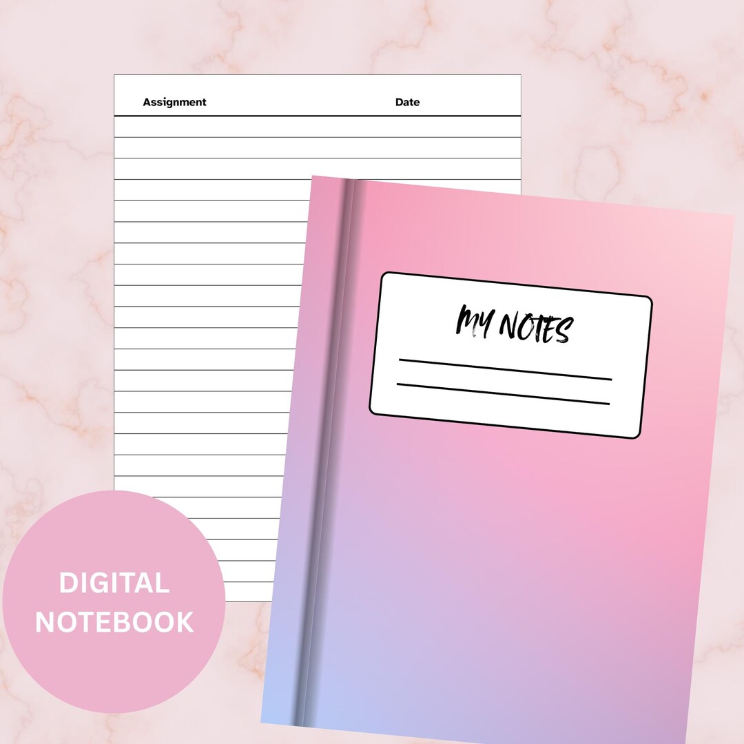 Lined Paper Digital Notebook for Goodnotes | Student Study Journal (PDF ...
